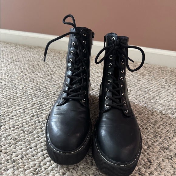 Divided | Shoes | Hm Divided Womens Black Shiny Gloss Combat Platform ...